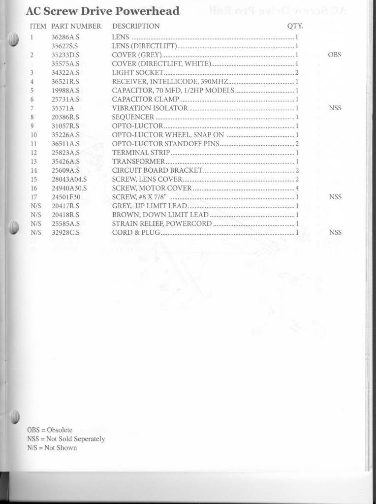 Genie Screw Drive Power Head Exploded View - Garage Door Weather Seal